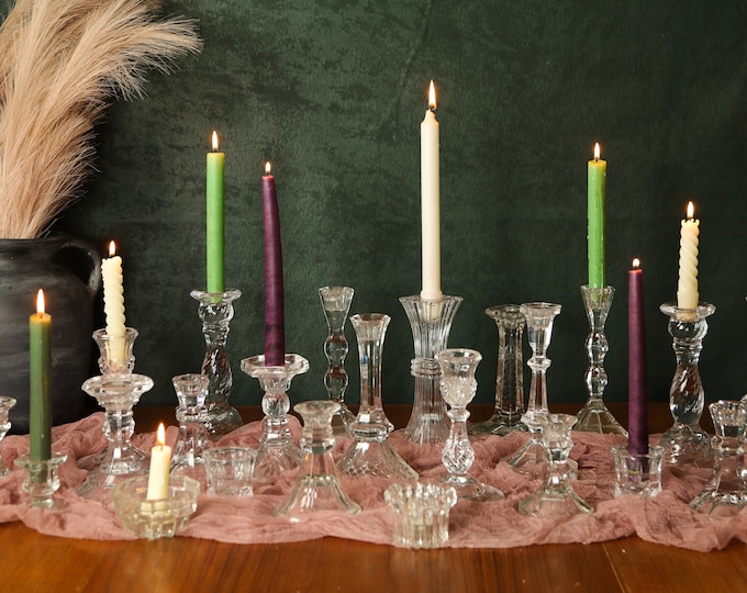Vintage Crystal Glass Candlestick Holders You Choose, Mismatched ...