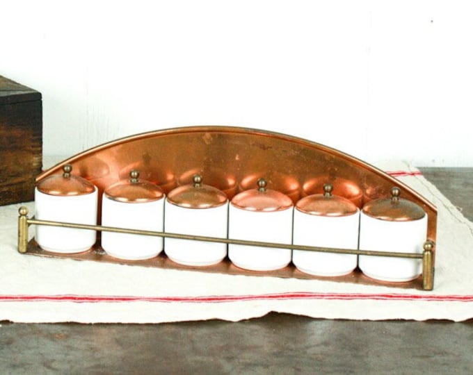 Vintage Spice Set, Copper Spice Rack, Copper Shelf for Kitchen, French ...