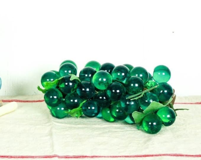 Vintage Lucite Grapes Cluster, MCM Teal Decor, Glass Fruits, Faux Fruit ...