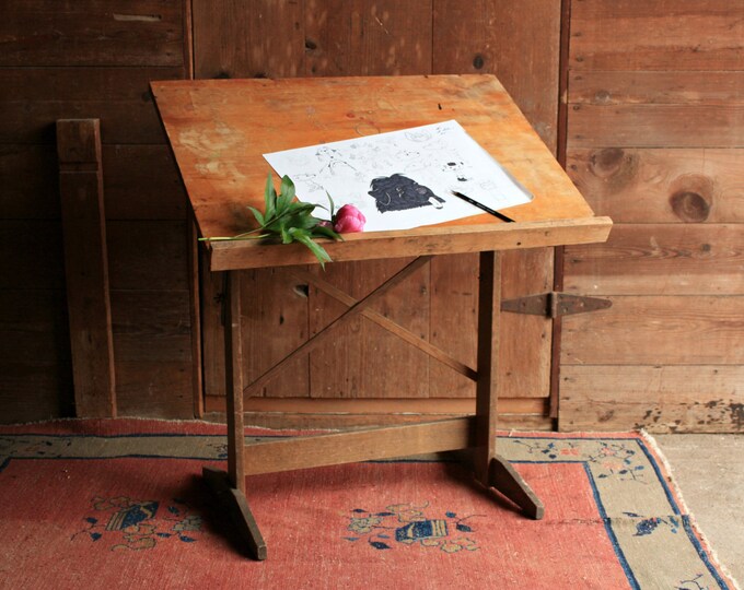 Vintage Drafting Table, Folding Table, Art Table, Drawing Table, Small ...