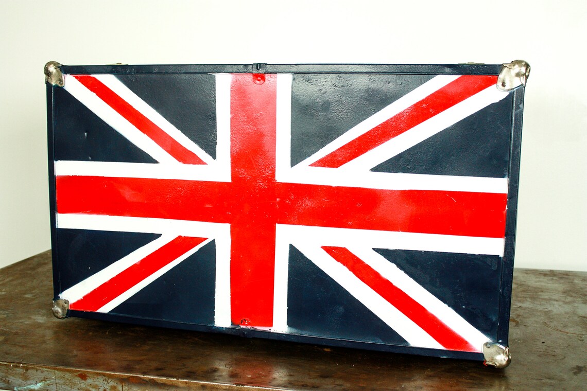Vintage Union Jack Trunk, British Flag Furniture, Trunk Storage ...