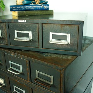 Vintage Metal Card Catalog Cabinet Hardware Cabinet Mid - Etsy