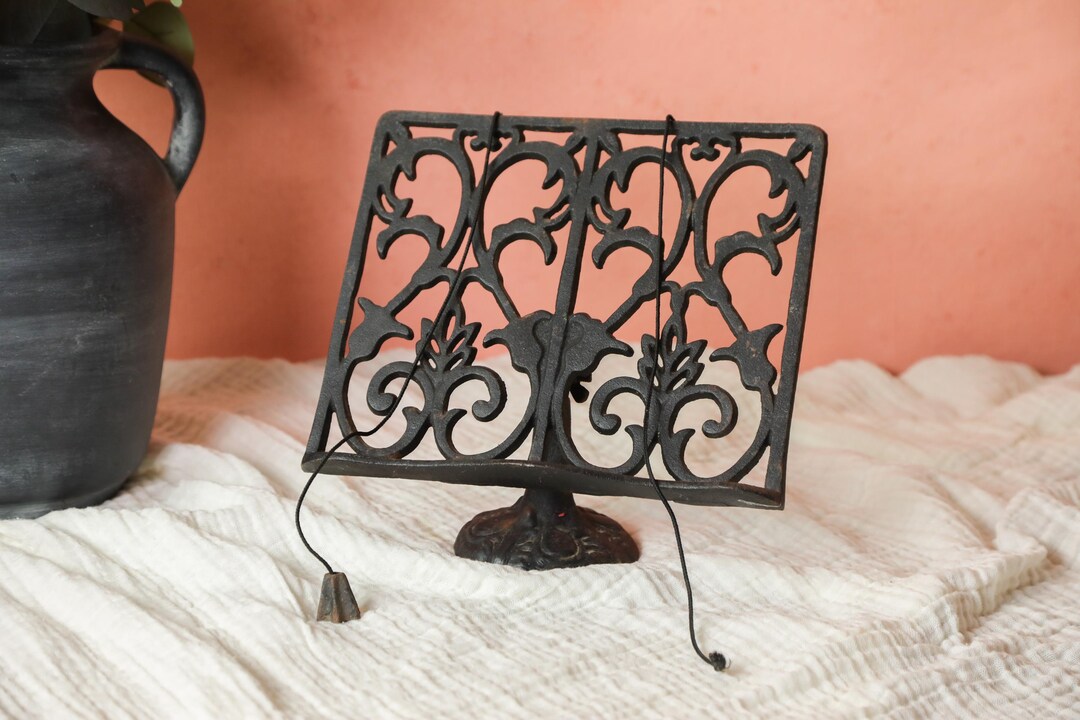 Vintage Cast Iron Book Stand, Recipe Book Stand, Tablet Stand, Book ...