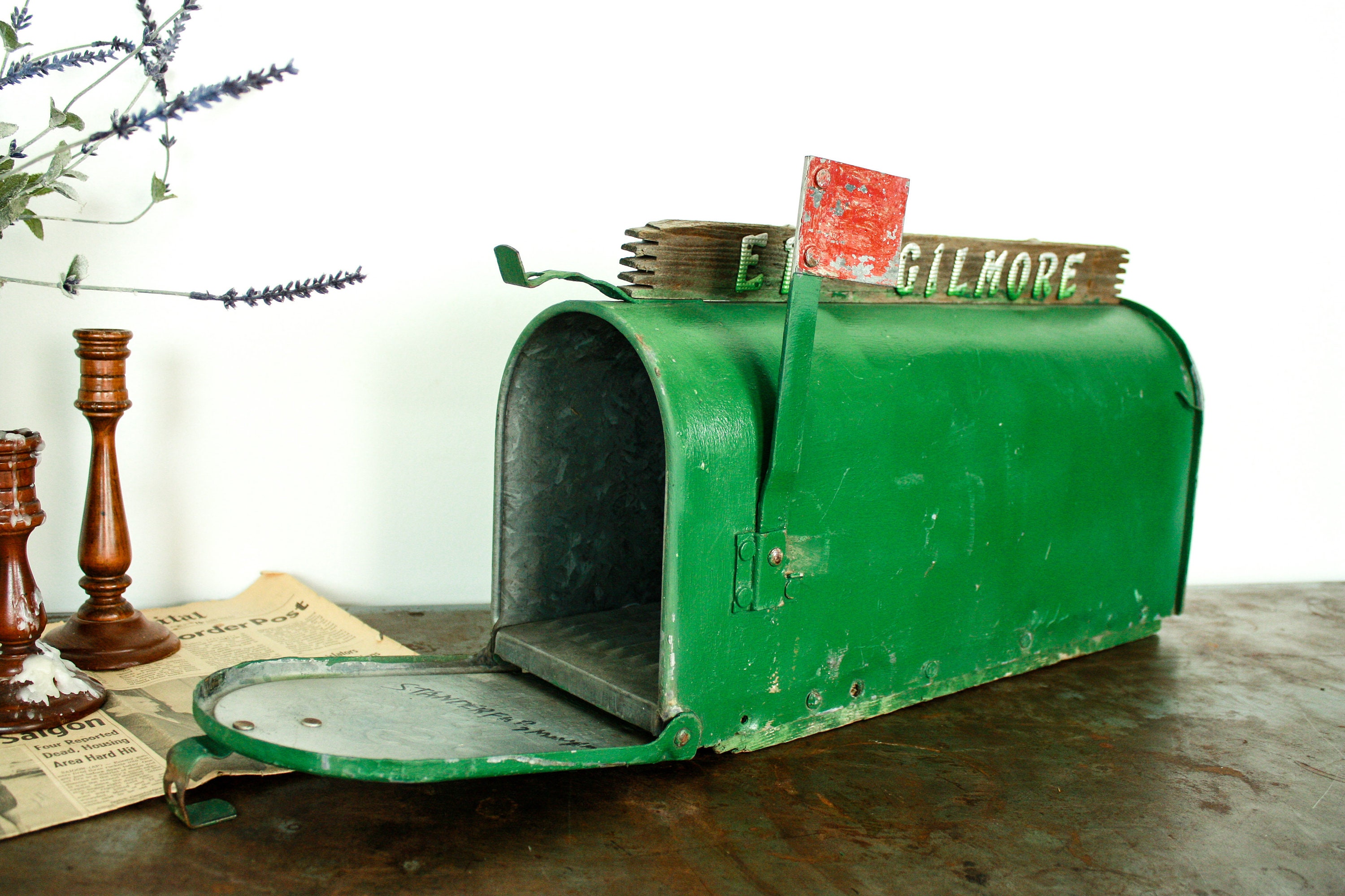 Vintage Green Mailbox Farmhouse Mailbox Vintage Mail Box | Etsy