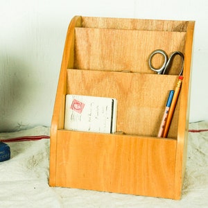 Vintage Mail Organizer, Mid Century Desk Organizer, Letter Holder for ...