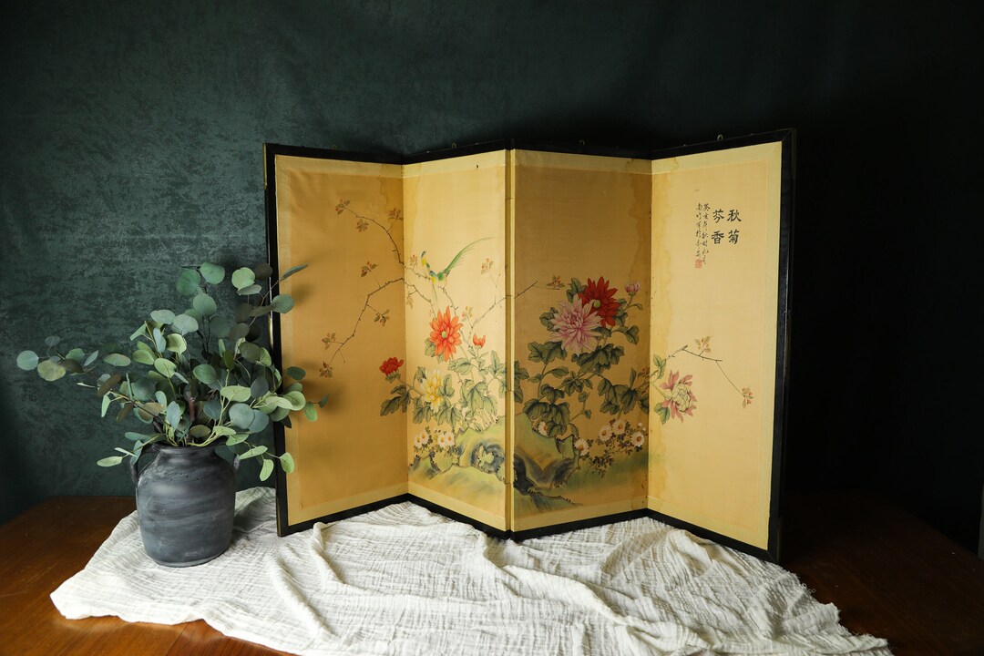 Vintage Chinese Room Divider, Asian Room Divider Screen, Oriental Room ...