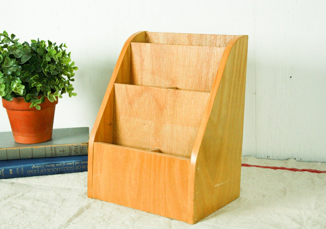Vintage Mail Organizer Mid Century Desk Organizer Letter - Etsy