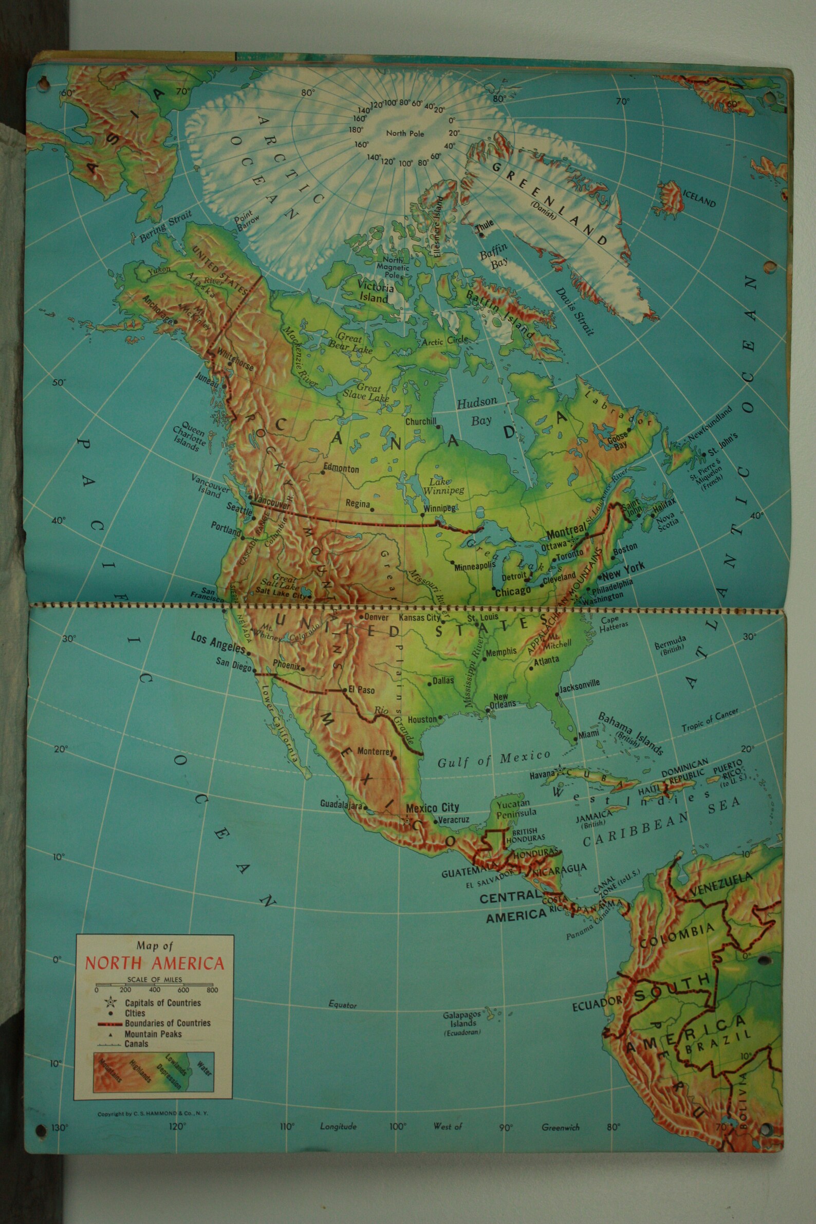 Vintage Atlas Book Large Map Book Hammonds Atlas Hanging - Etsy