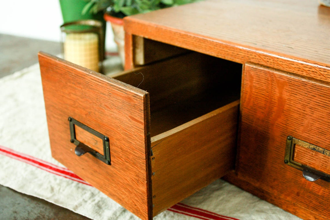 Vintage 2 Drawer Card Catalog Library Drawer Tabletop - Etsy