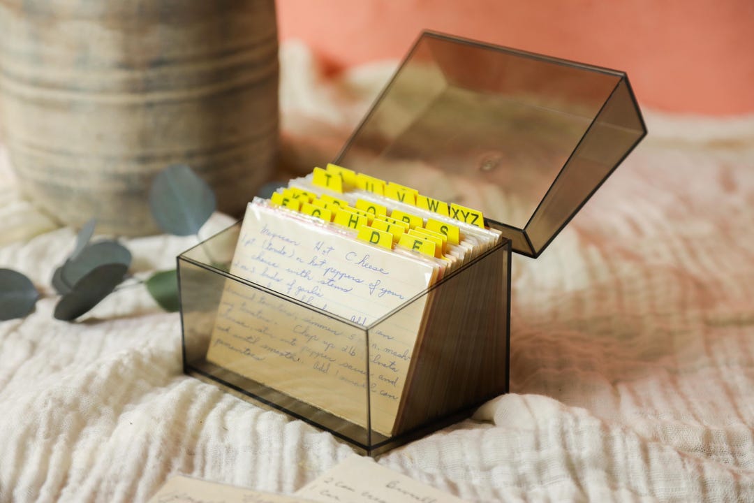 Vintage Recipe Card Box With Old Recipe Cards, Retro Recipe Box ...