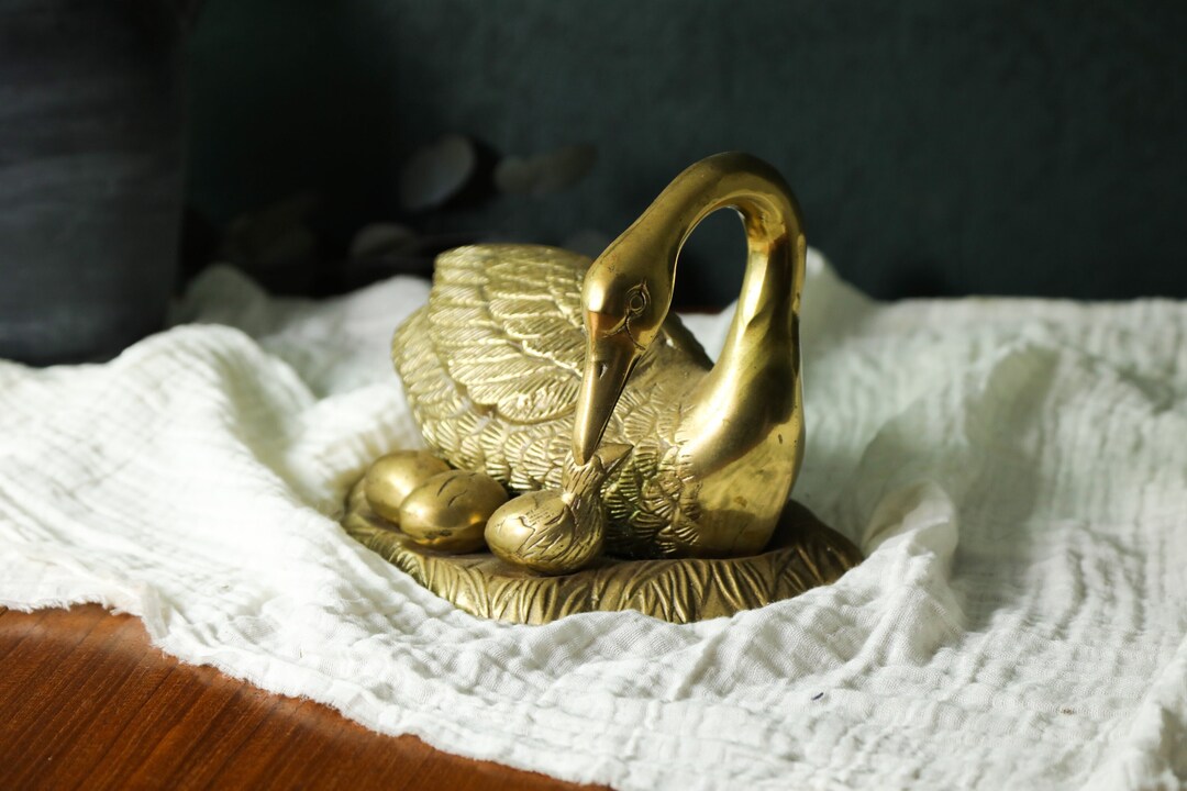Large Vintage Goose Figurine, Brass Goose Art, Vintage Goose Decor ...