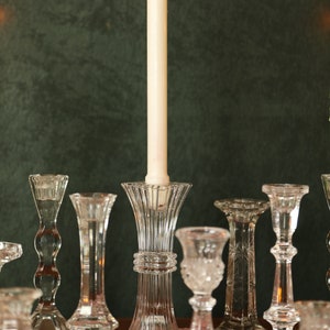 5 Vintage Glass Candlesticks Set, Crystal Candle Holder Antique, Cut ...