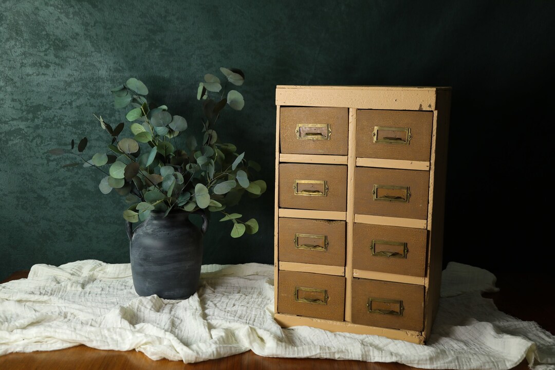 Vintage Card Catalog Cabinet, Small Entryway Cabinet, Library Card ...