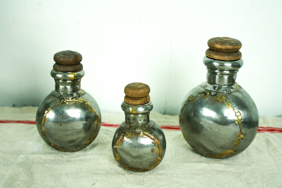3 Antique Metal Flasks Metal Medicine Bottle Antique Ship - Etsy