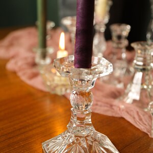 5 Vintage Glass Candlesticks Set, Crystal Candle Holder Antique, Cut ...