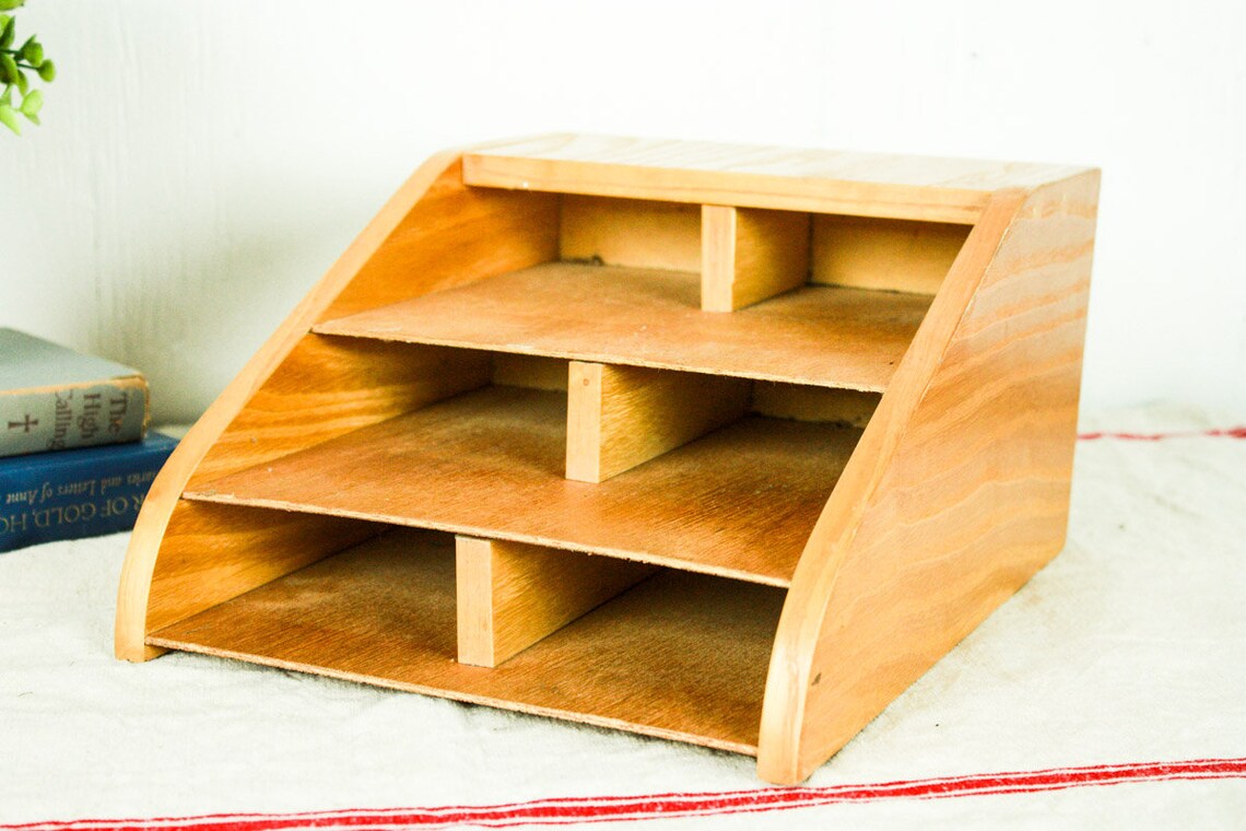 Vintage Mail Organizer Mid Century Desk Organizer Letter - Etsy