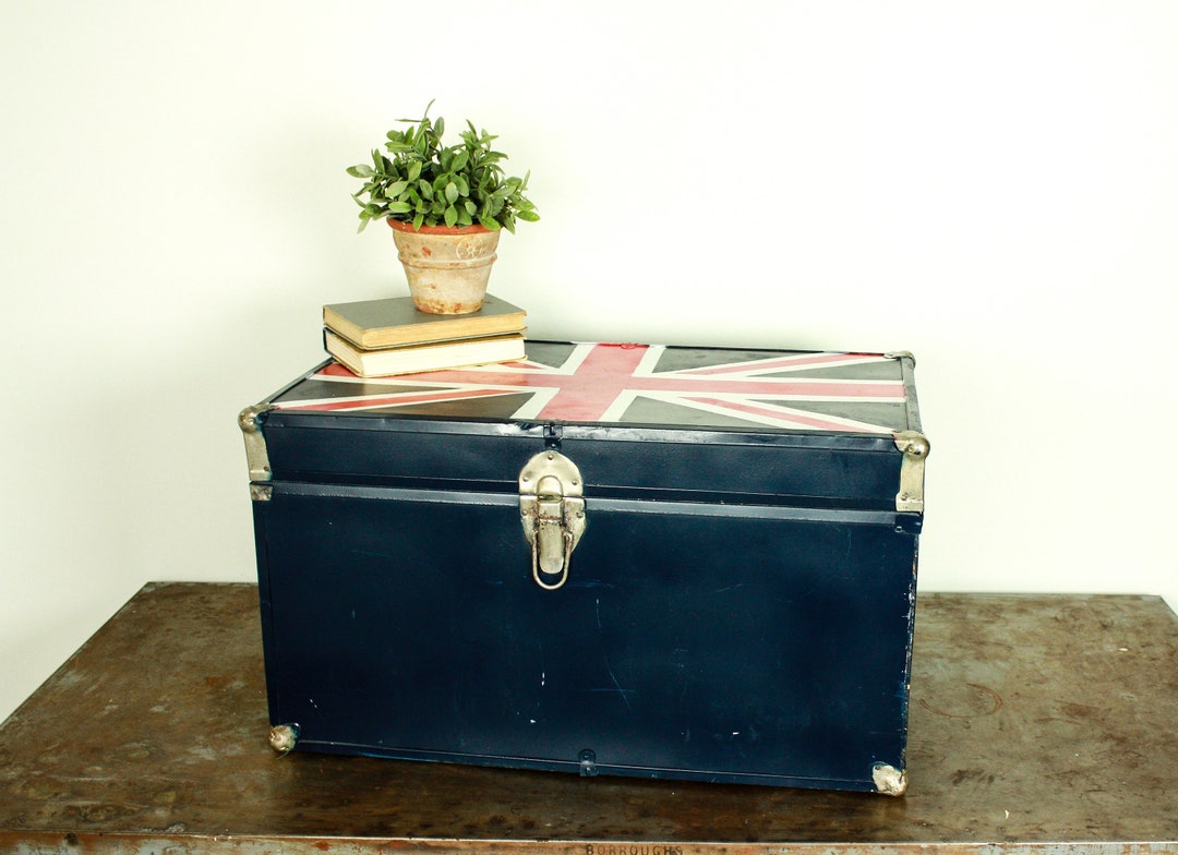 Vintage Union Jack Trunk, British Flag Furniture, Trunk Storage ...