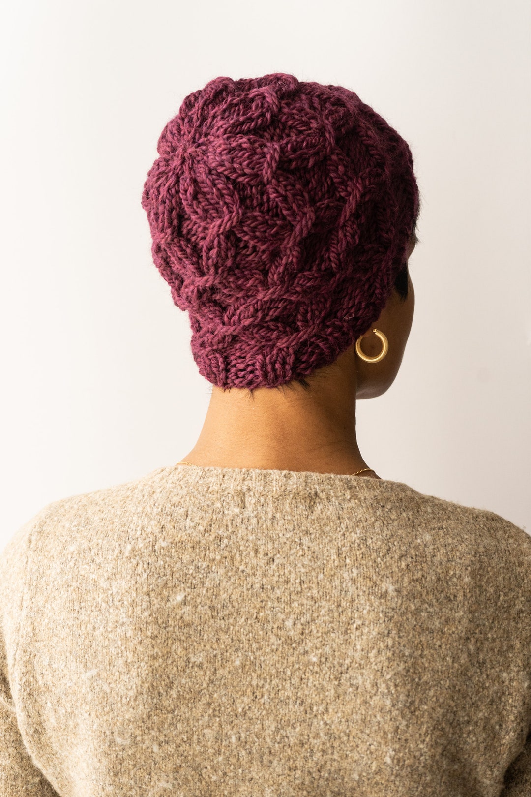Wine Red Wool Beanie Hand Knit for Women - Etsy Hong Kong