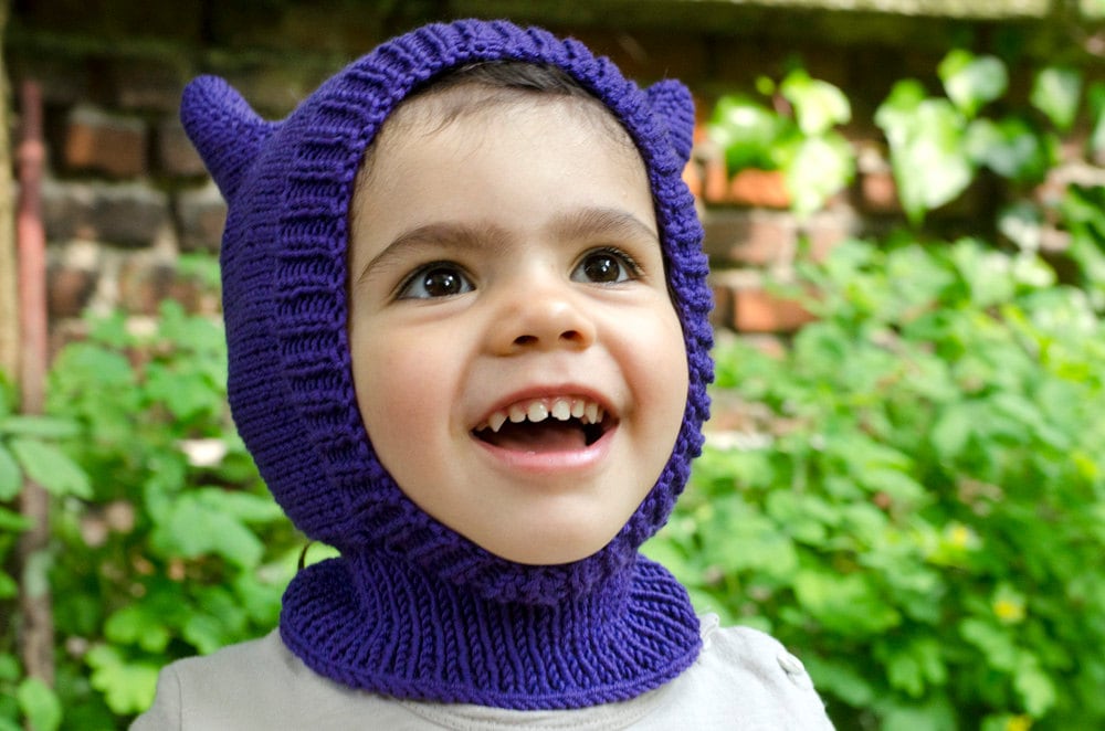 Cat Balaclava for Little Girl Hand Knit With Purple Yarn - Etsy Ireland