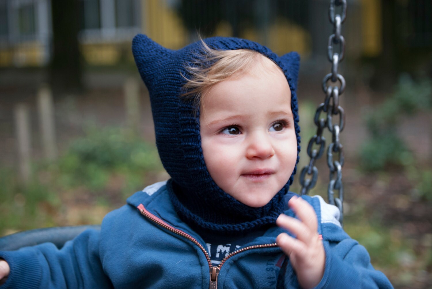 Cat Ear Balaclava for Children Hand Knit With Navy Blue Merino - Etsy ...