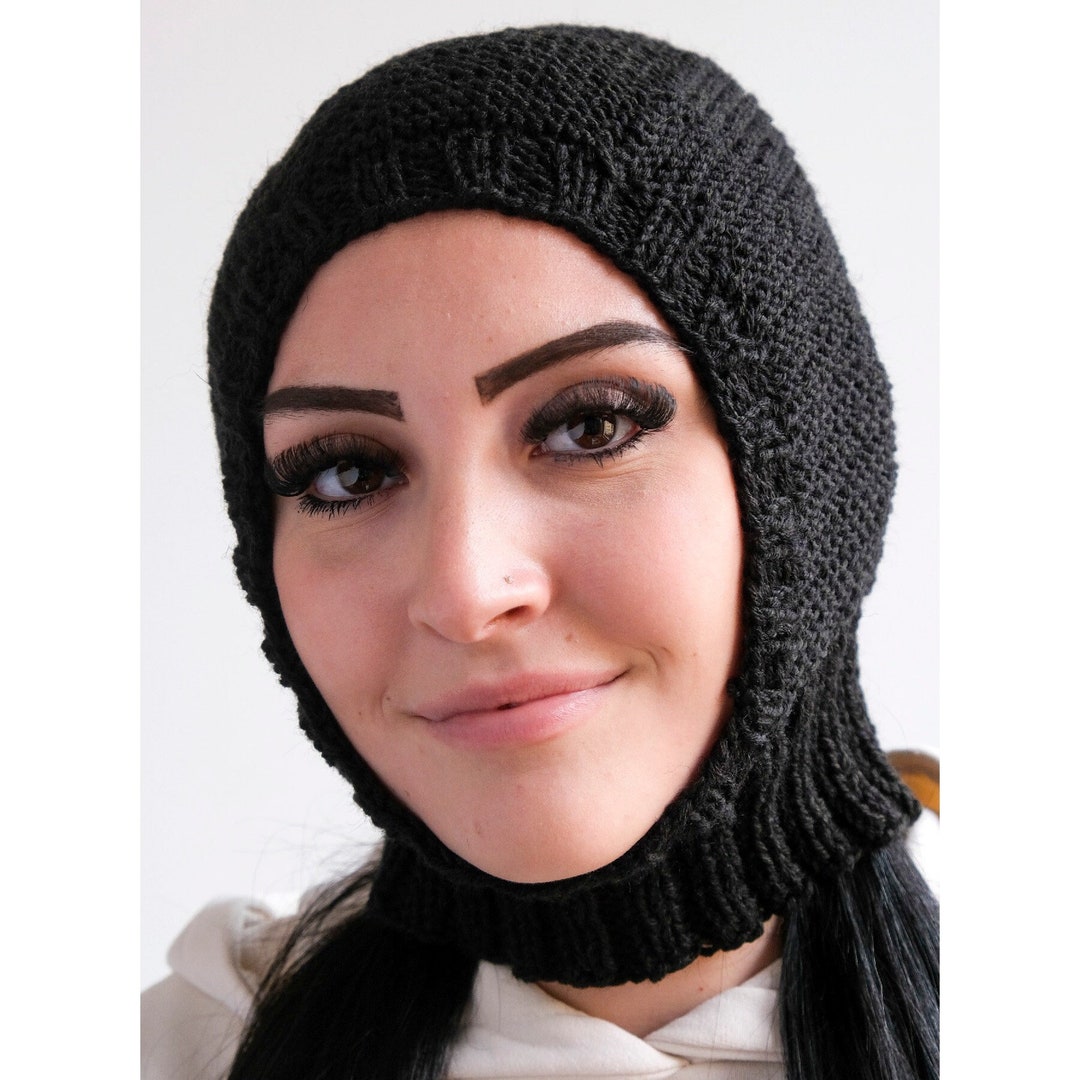 Black Balaclava Vintage-style Hand Knit for Girls - Etsy