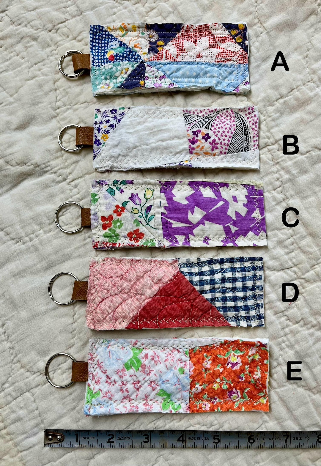 Vintage Quilt Keychain, Handmade, Antique Quilt, Keep Track of Your ...