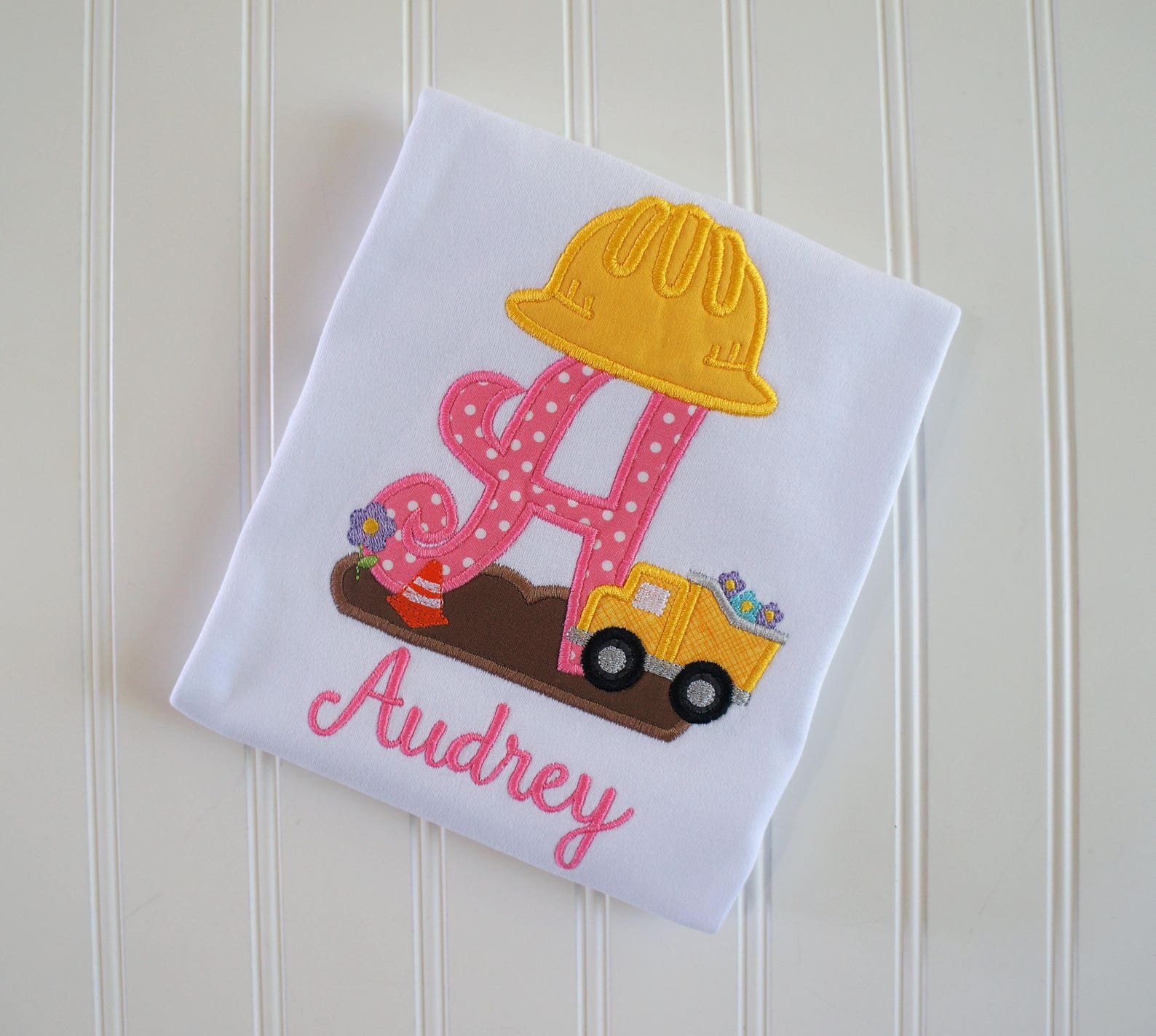 Girly Construction Birthday Shirt, Embroidered Dump Truck, Matching ...