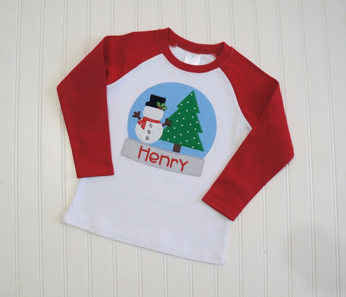 Snow Globe Shirt, Boy Winter Shirt, Custom Holiday Shirt, Snow Holiday ...