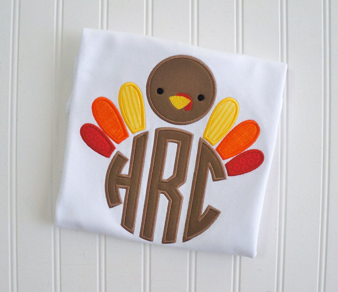 Turkey Monogram, Turkey Shirt Boy, Turkey Applique Boy, Custom ...