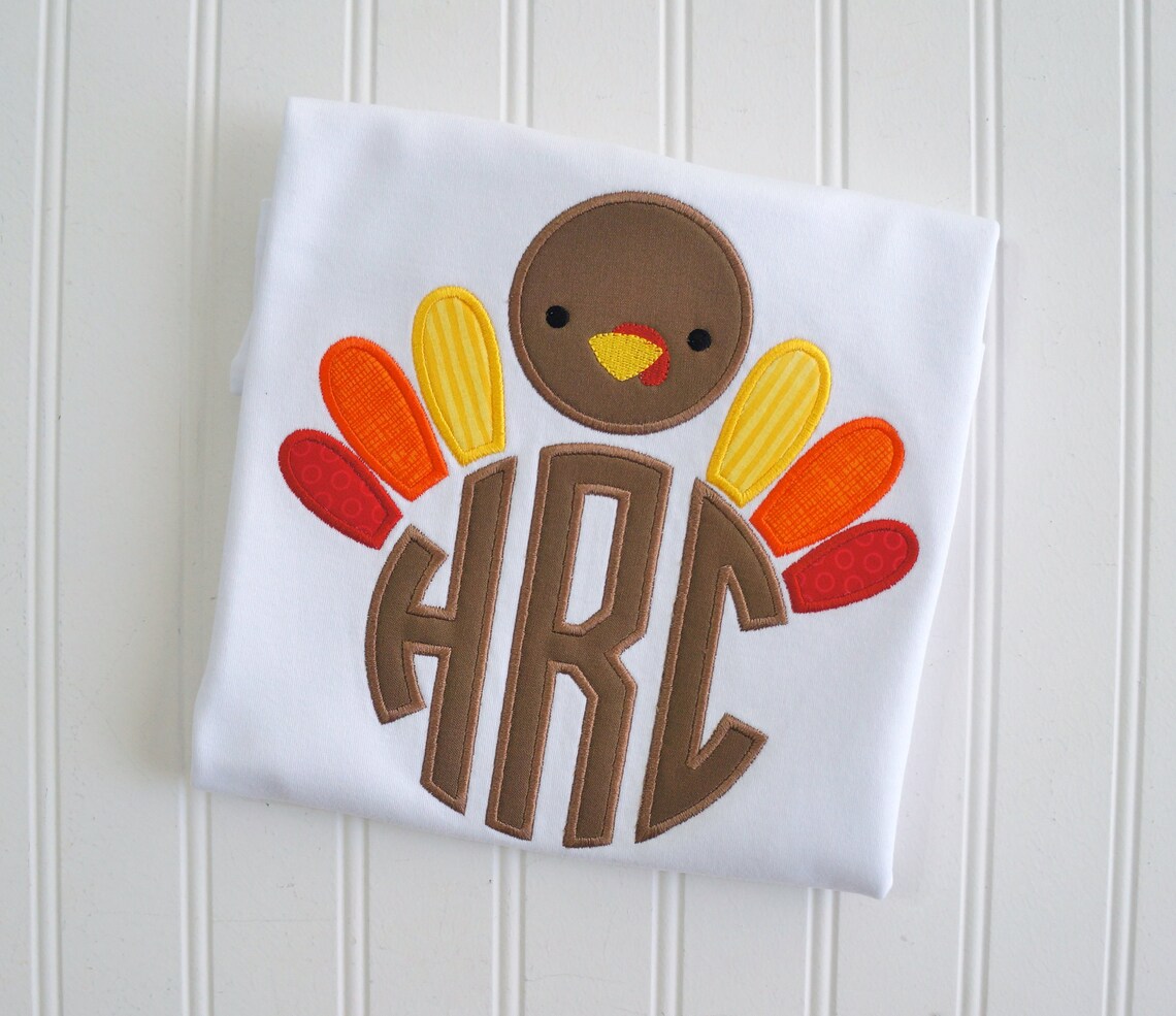 Turkey Monogram Turkey Shirt Boy Turkey Applique Boy Custom - Etsy