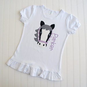 Girl Horse Shirt, Black White Horse, Girl Pony Shirt, Purple Horse ...