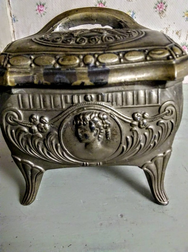 Art Nouveau Bronze Trinket Box Jewelry Casket Victorian - Etsy