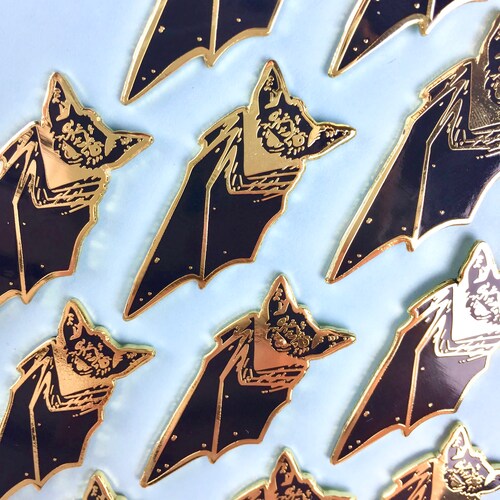 Bat and Moth Enamel Pin | Etsy