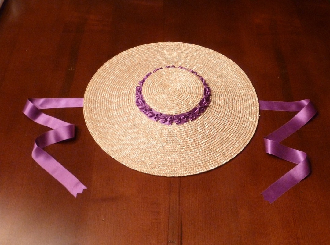 Color Choices! ~ 18th Century Shallow Crown Straw Hat Trimmed W/ Silk ...