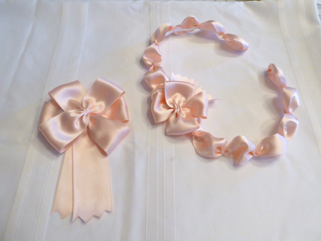 18th Century Reproduction Puffed Cap Ribbon and Breast Knot Triple Bow ...