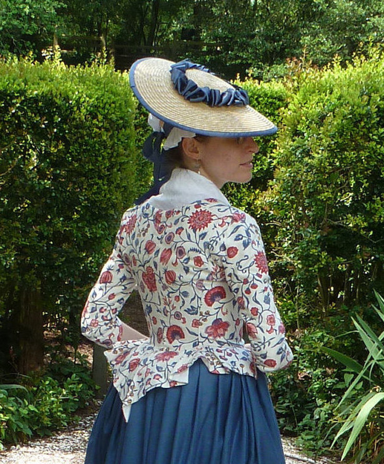 18th Century Shallow Crown Straw Hat Trimmed W/ Silk Satin | Etsy