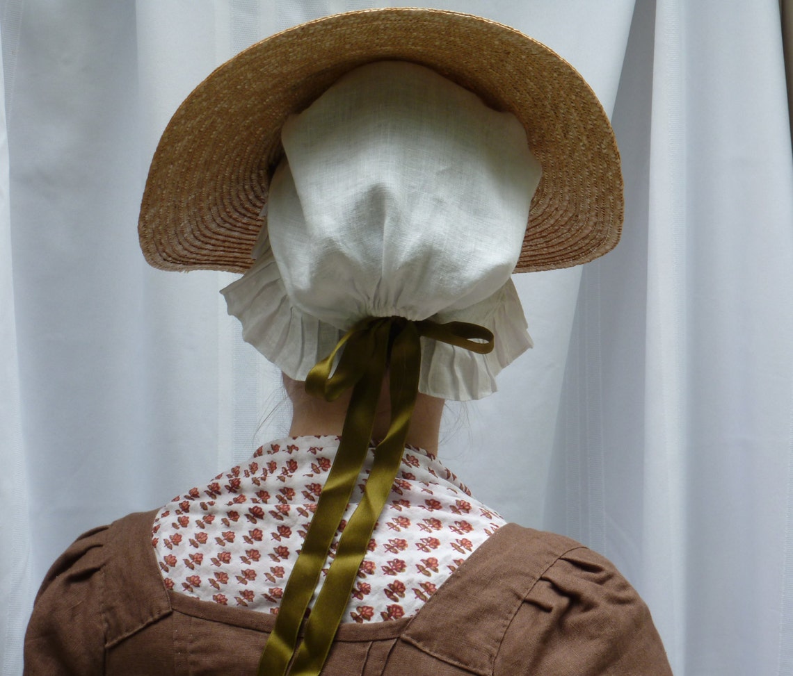 18th Century Shallow Crown Straw Hat Trimmed W/ Cornflower OR Dragonfly ...