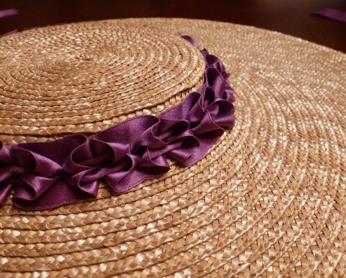 Color Choices 18th Century Shallow Crown Straw Hat Trimmed - Etsy