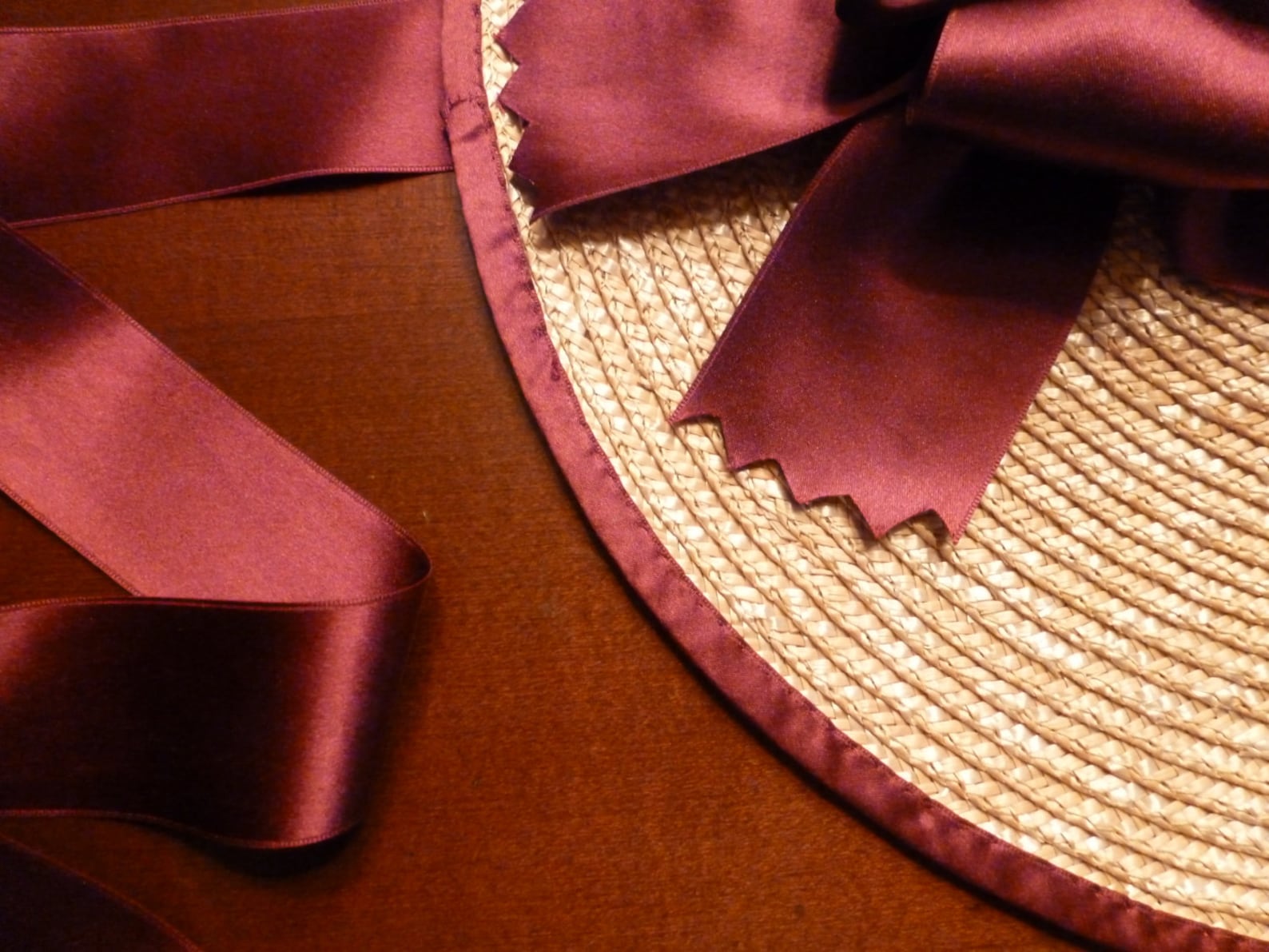MANY COLORS 18th Century Shallow Crown Straw Hat Trimmed W/ Silk Satin ...