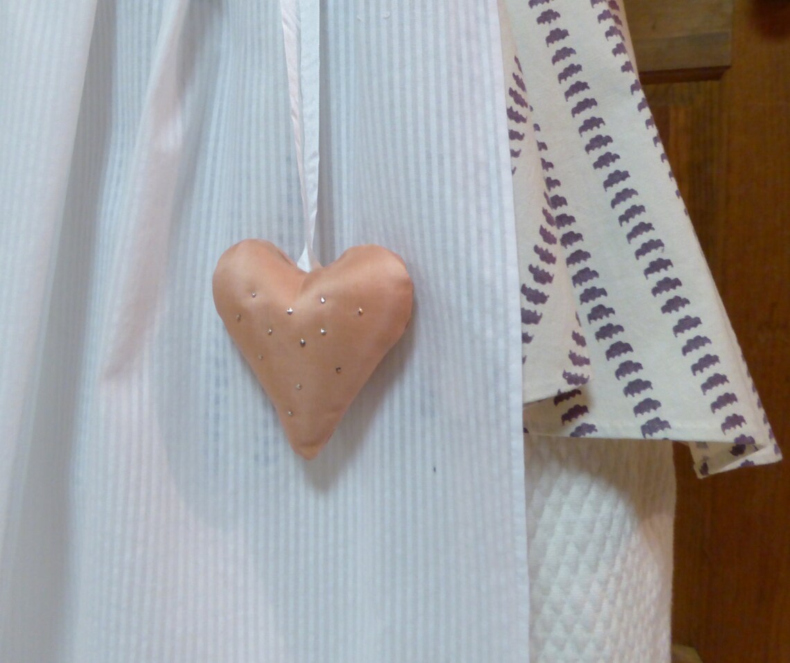 18th Century Pink Silk Heart Pincushion / Pinball on Ribbon ...