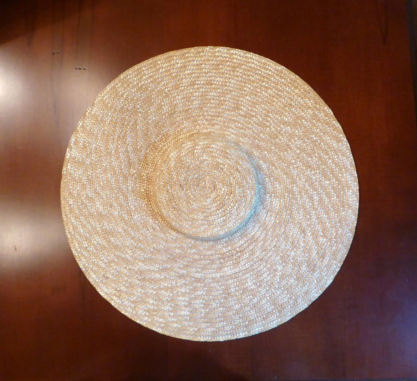 18th Century Shallow Crown Straw Hat ~ Blank Ready to Trim ~ Natural or ...