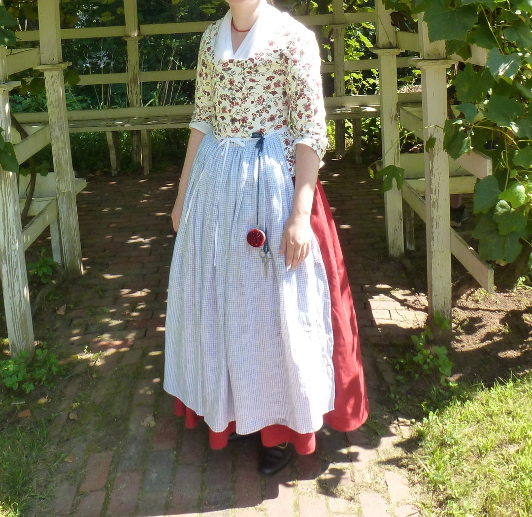 18th Century Checked Linen Work Apron ~ 100% Hand-stitched ~ Colonial ...