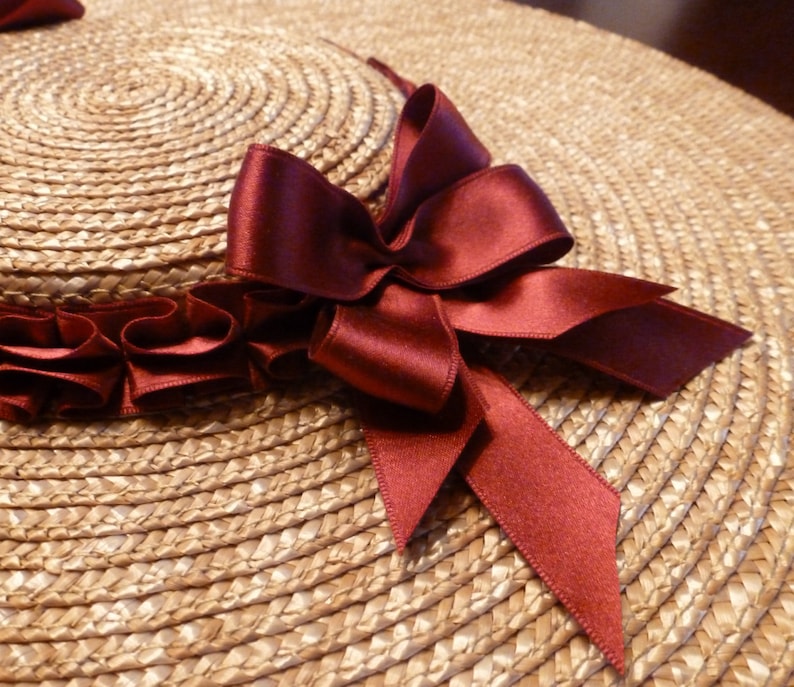 Color Choices! ~ 18th Century Shallow Crown Straw Hat Trimmed W/ Silk ...
