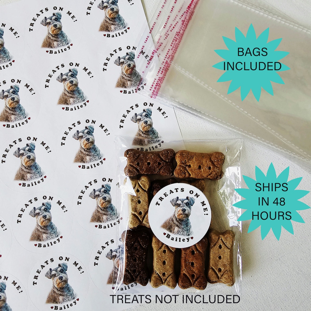 Custom Dog Treat Wedding Favor Stickers and Treat Bags, Dog Birthday ...