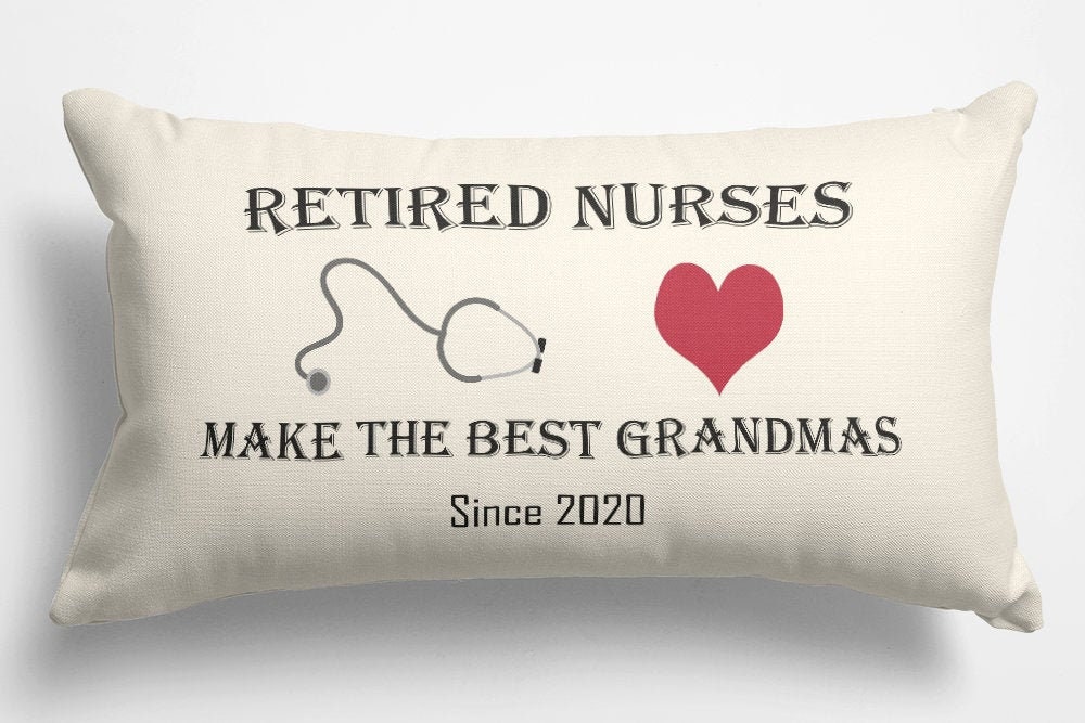 Custom Grandma Nonnie Abuela Nurse Retirement Pillow With Heart ...