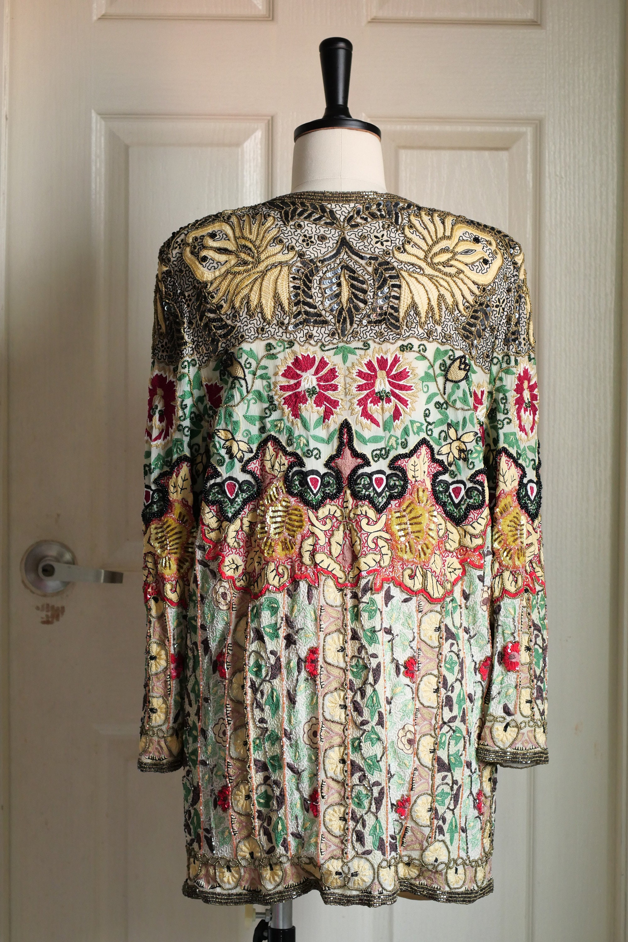 Eclectic Vintage Long Beaded Jacket Judith Ann Creations - Etsy