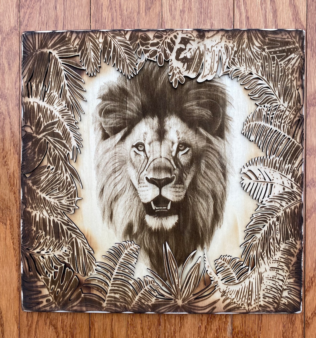 Laser Etched Lion Wood Wall Art - Etsy