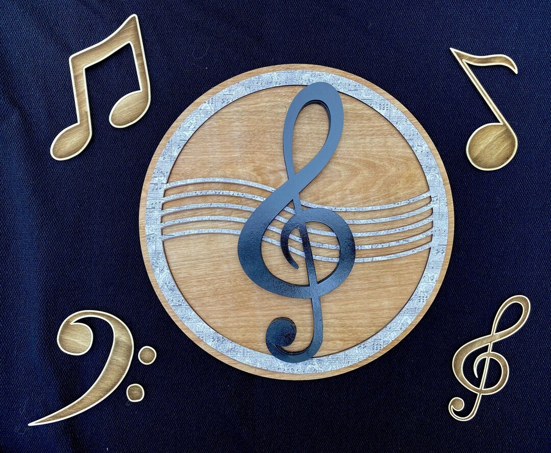 5 Piece Layered Wooden Musical Notes Wall Decoration - Etsy