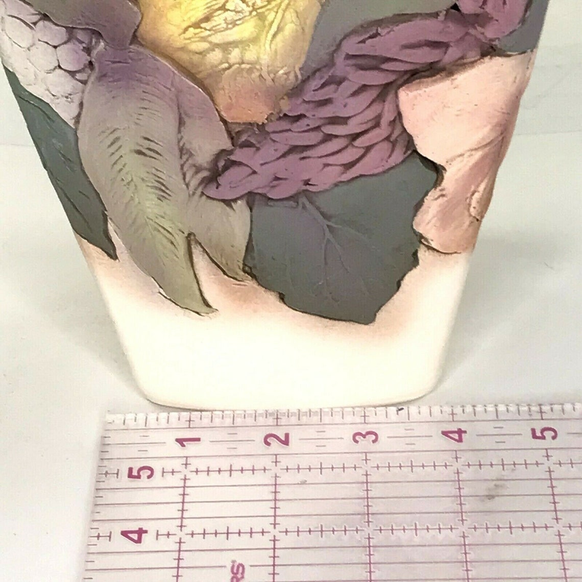 John Davis Pottery Ceramic Vase 12" Sculpted Inlaid Floral Bouquet With ...