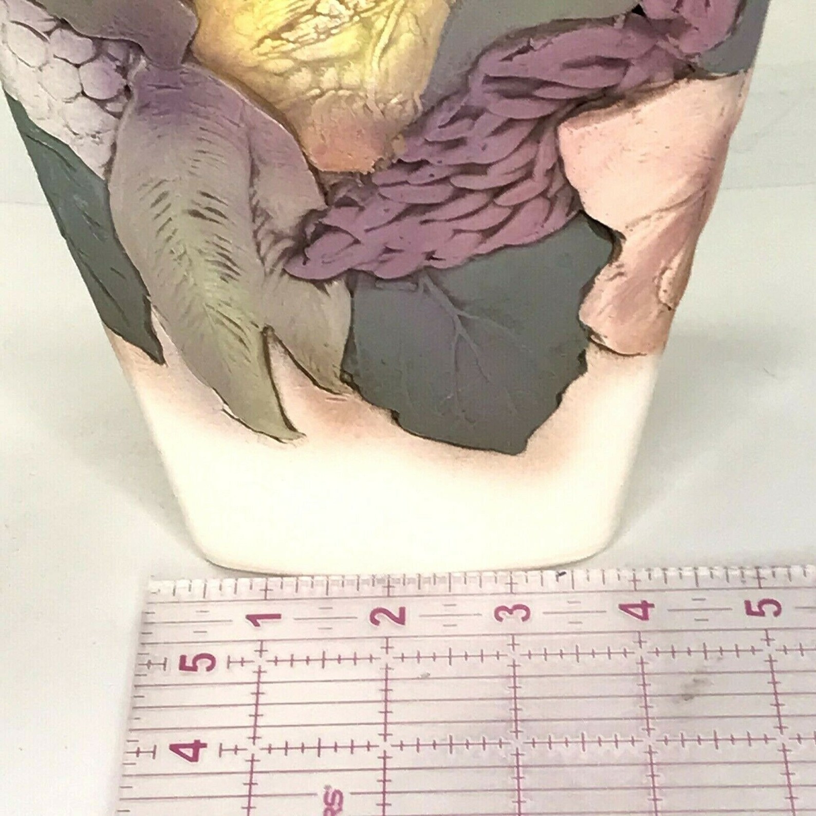 John Davis Pottery Ceramic Vase 12" Sculpted Inlaid Floral Bouquet With ...